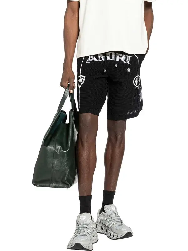Amiri Cotton Crochet Knit Sport Shorts - Black