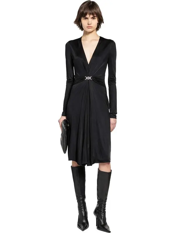 Versace Viscose Jersey Midi Dress - Black