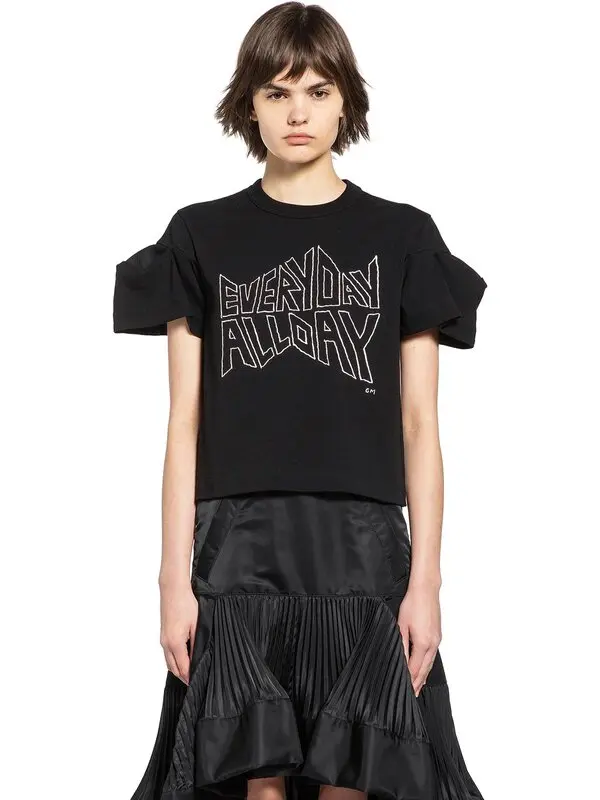 Sacai X Geoff Mcfetridge Graphic Print Cotton T-shirt - Black