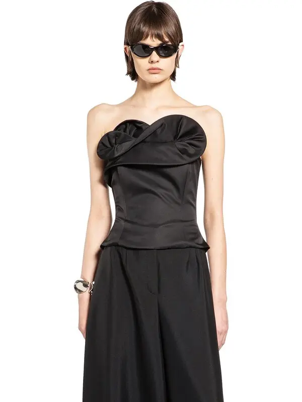 Magda Butrym Wool Silk Corset With Sculptural Flower Detail - Black