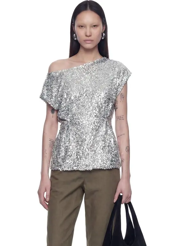 Coperni Sequined Adjustable T-shirt - Silver