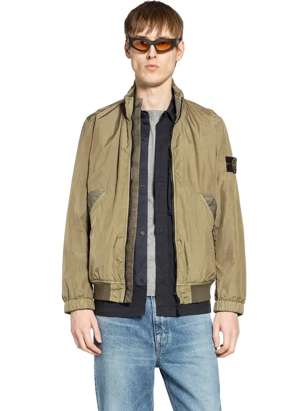 Stone Island Crinkle Reps Nylon Zip-up Jacket - Green