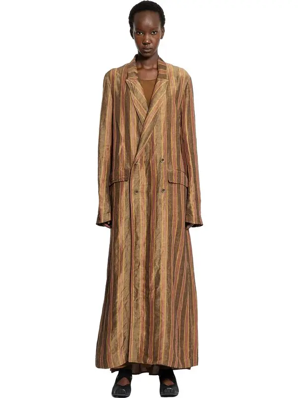 UMA WANG Double-breasted Peak Lapel Coat - Brown