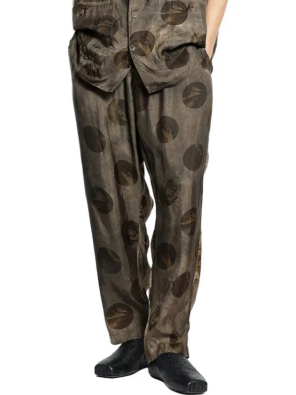UMA WANG Graphic Polkadot Jacquard Drawstring Pants - Brown
