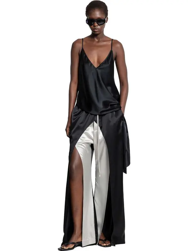 SSHEENA Asymmetrical Satin Top - Black