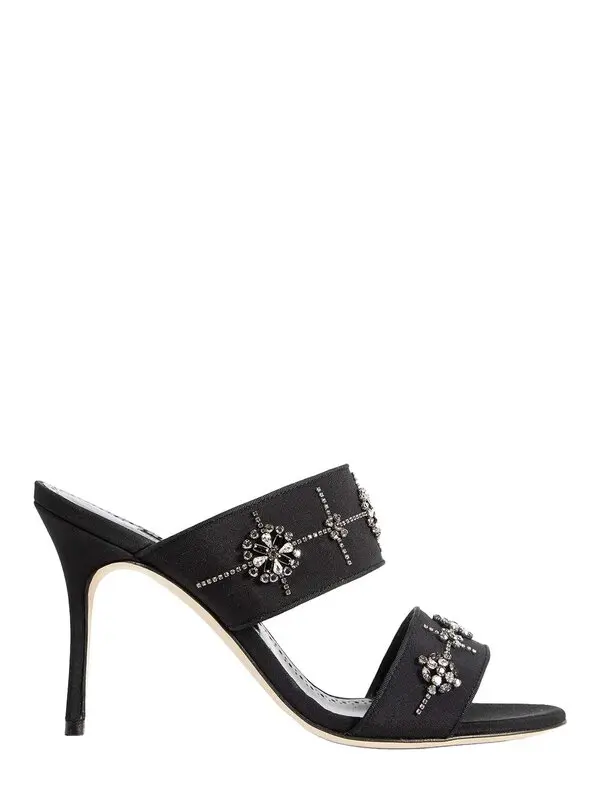Manolo Blahnik Crystal Embellished Open-toe Mules - Black