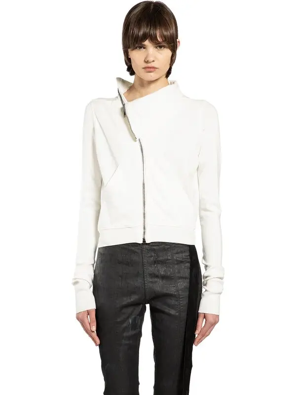 Rick Owens Asymmetrical Zip-up Sweatshirt - Off-white