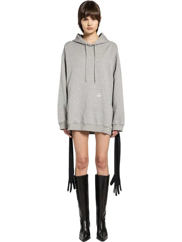 MAISON MARGIELA Hooded Glove Sweatshirt Mini Dress - Grey