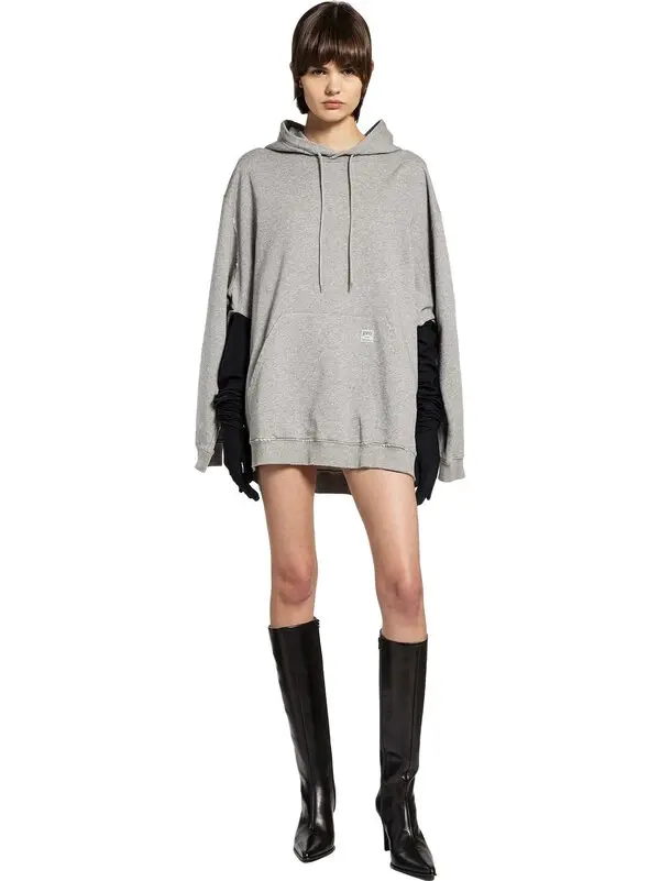 MAISON MARGIELA Hooded Glove Sweatshirt Mini Dress - Grey