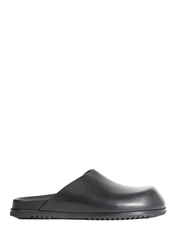Rick Owens Groppone Cow Leather Temple Mules - Black