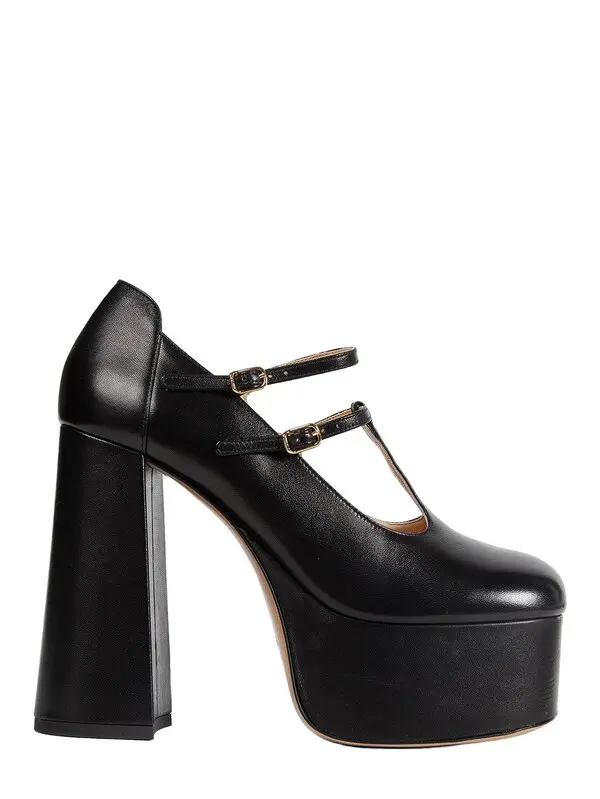 Chloé Platform Leather Mary Jane Pumps - Black
