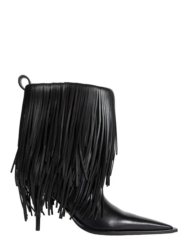 Balenciaga Avenue Fringe Ankle Boots - Black