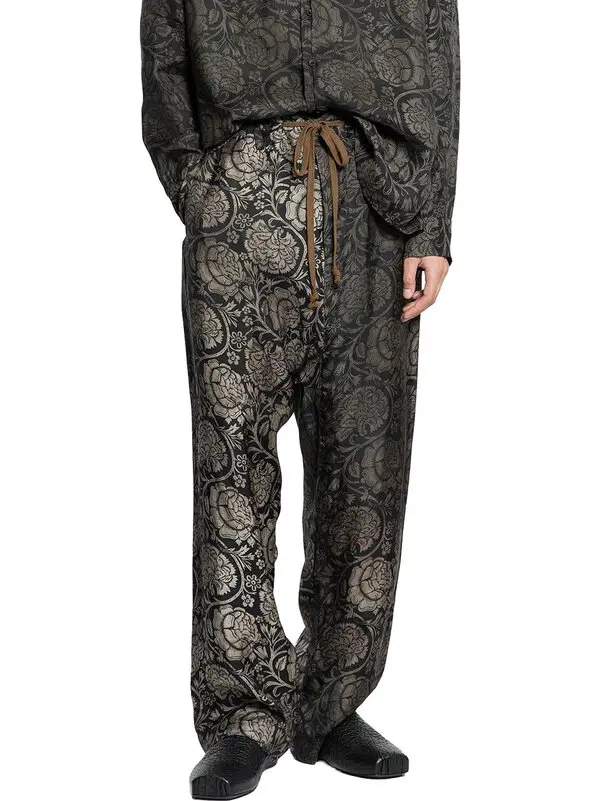 UMA WANG Printed Drawstring Pants - Black