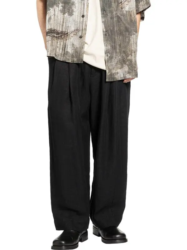 ZIGGY CHEN Drop-crothced Wide-leg Trousers - Black
