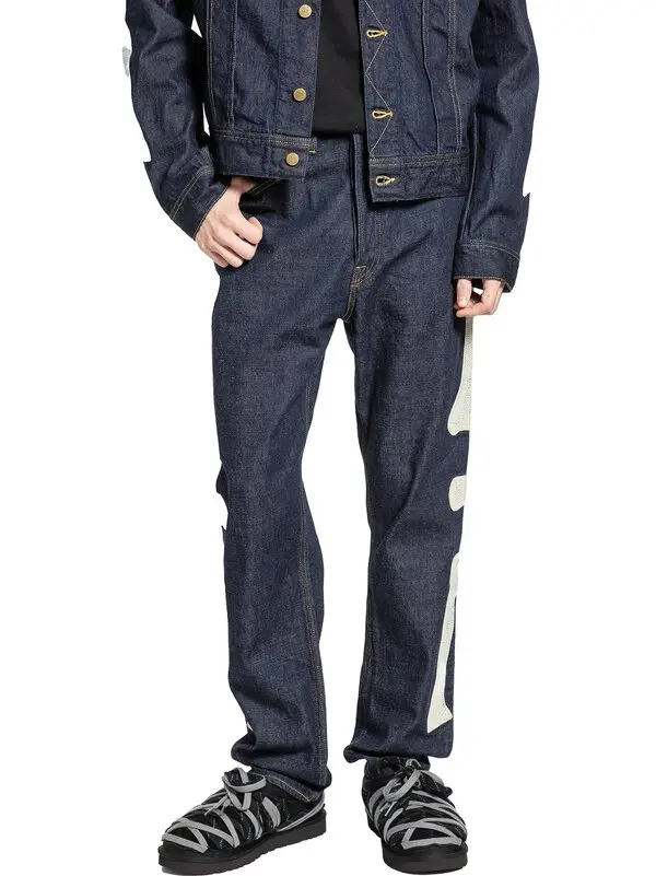 Kapital Okagilly Straight-leg Jeans With Crochet Detailing - Blue
