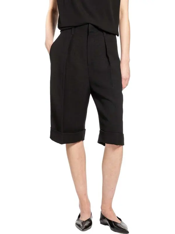 PETAR PETROV Linen-viscose Bermuda Shorts - Black