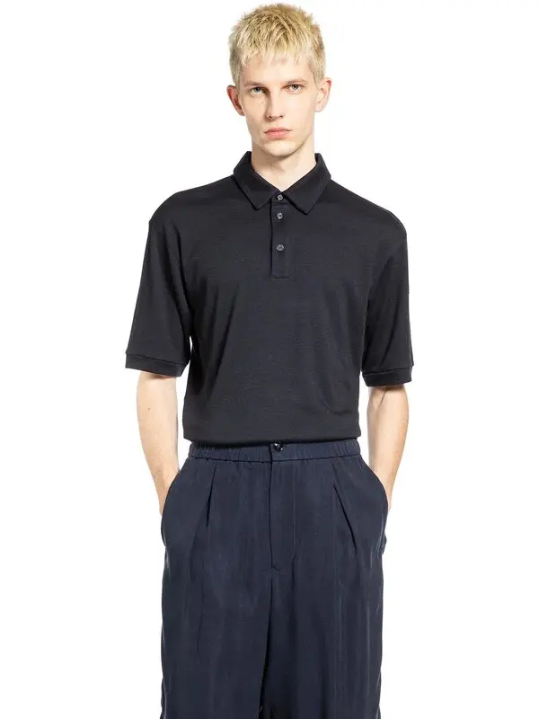 Giorgio Armani Pure Cashmere Interlock Polo Shirt - Blue