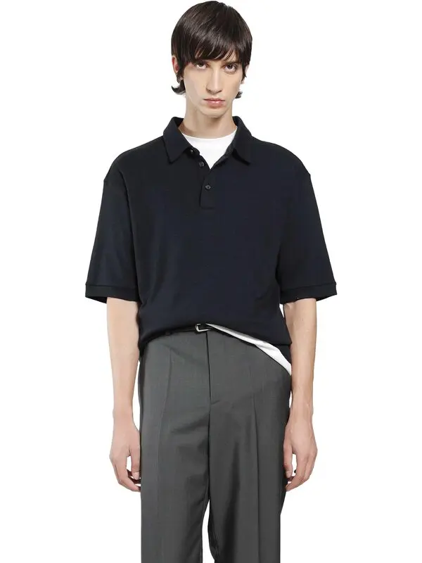 Giorgio Armani Pure Cashmere Interlock Polo Shirt - Blue