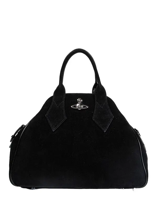 VIVIENNE WESTWOOD Yasmine Medium Suede Top Handle Bag - Black