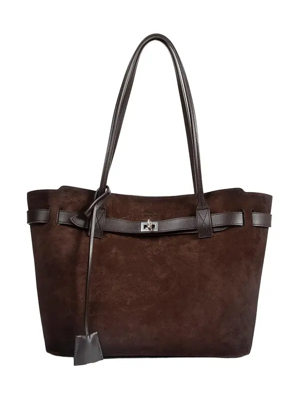 Balenciaga Bel Air Suede Medium Tote Bag - Brown