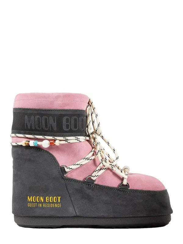 Moon Boot Guest In Residence Low Suede Lace-up Boots - Multicolor