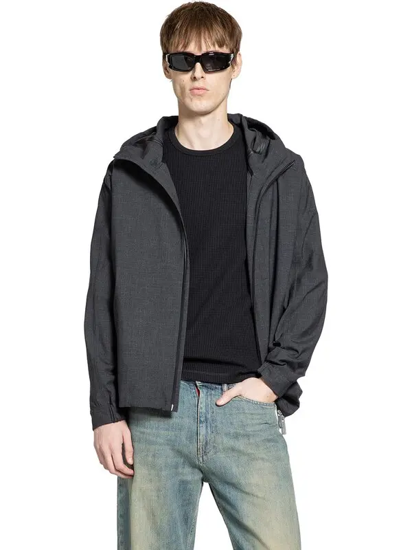 Herno Wool Touch Hooded Jacket - Grey