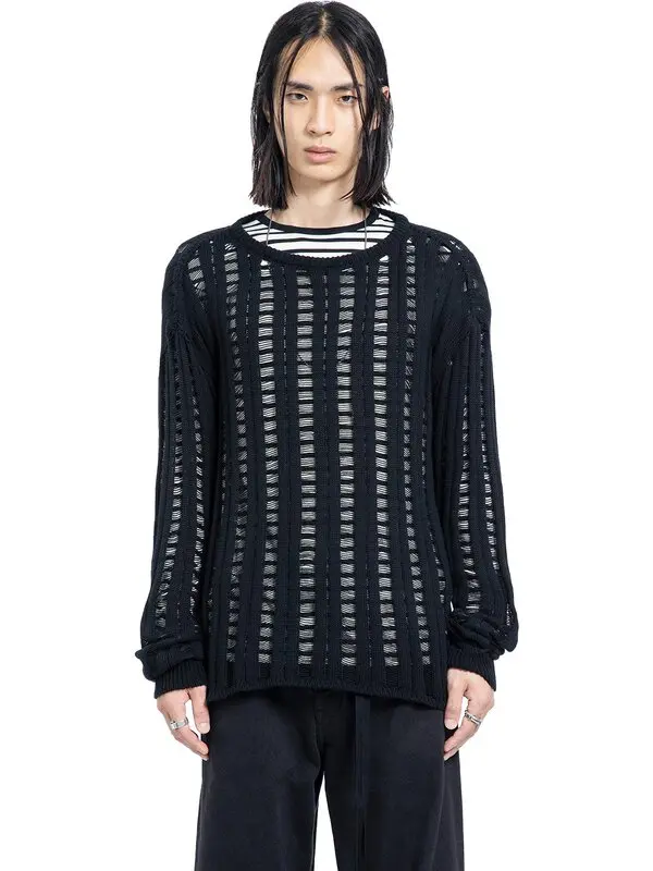 ANN DEMEULEMEESTER Ladder-stitch Knit Sweater - Black