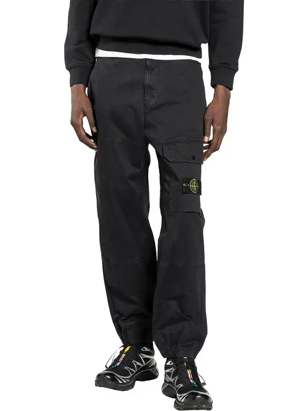 Stone Island Old' Effect Twill Cargo Pants - Black