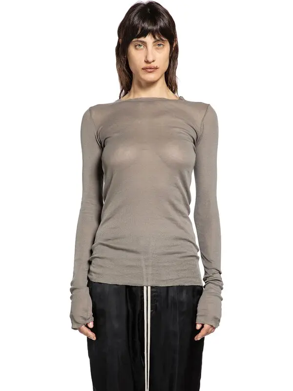 Rick Owens Temple Rib Long Sleeve T-shirt - Brown