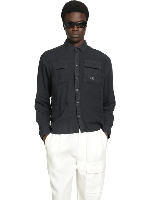 C.P. COMPANY Lightweight Linen Shirt - Blue
