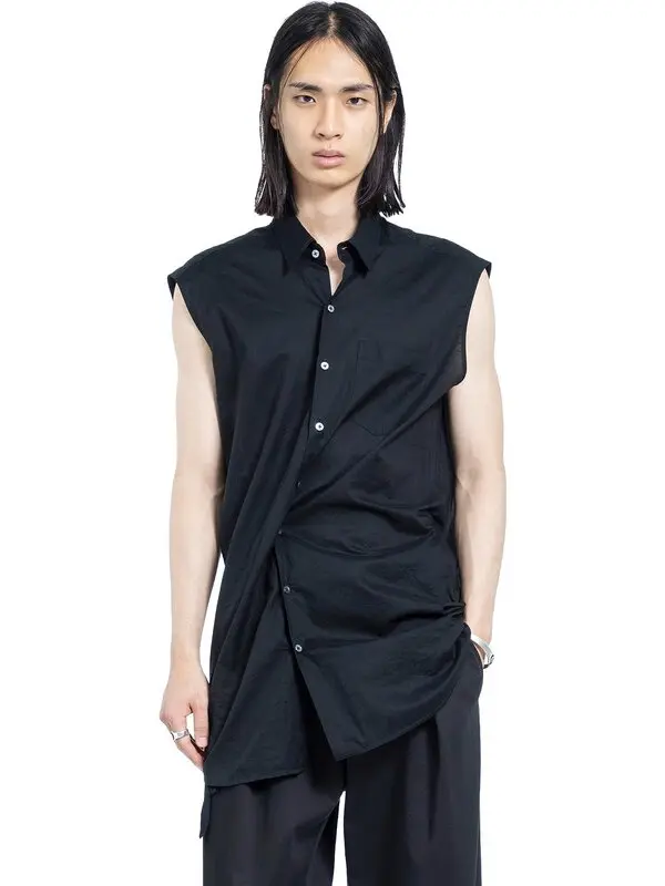 ANN DEMEULEMEESTER Dorian Sleeveless Pocket Long Shirt - Black