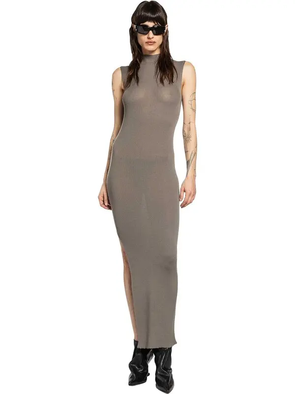 Rick Owens Rib-knit Maxi Dress - Brown