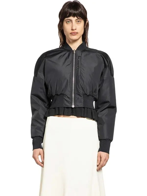 JIL SANDER Taffeta Cropped Bomber Jacket - Black