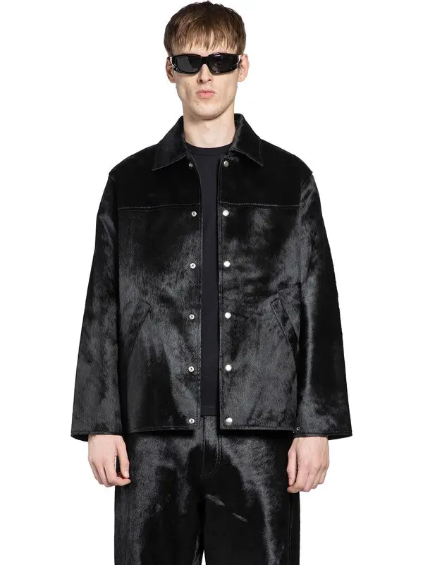 SUNFLOWER Cowhide Coach Jacket - Black