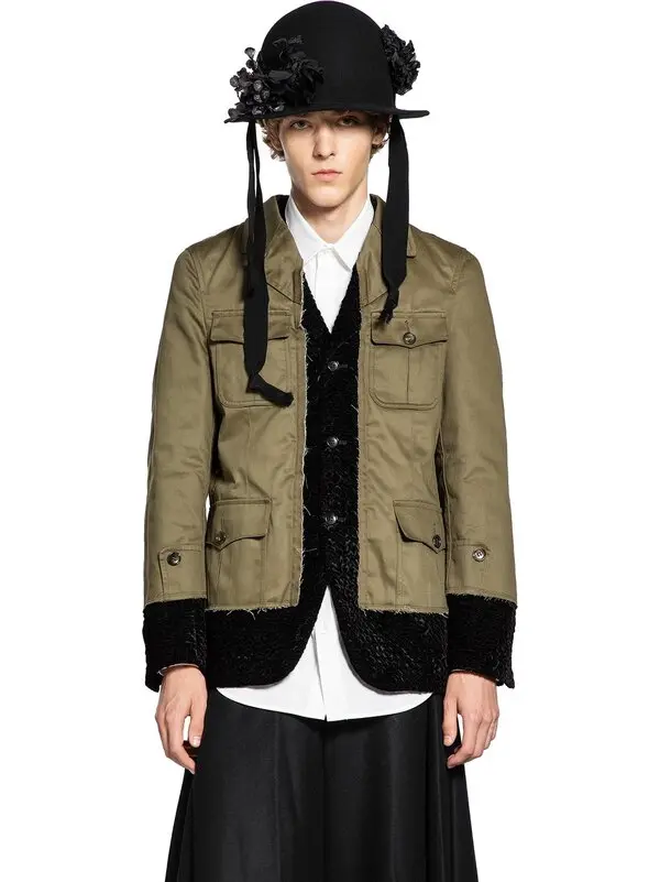 Comme Des Garçons Spliced Military Blazer - Green