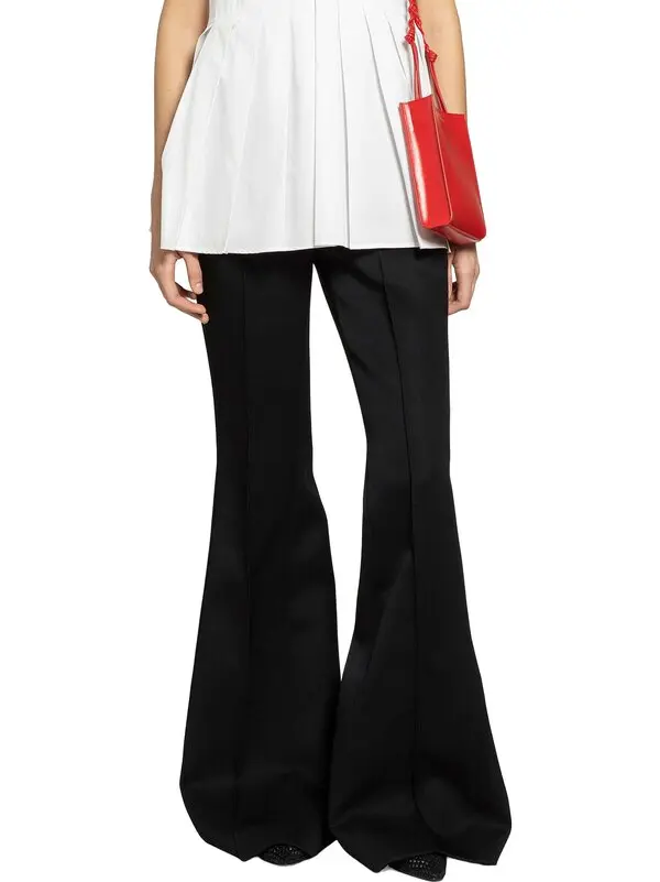 JIL SANDER Grain De Poudre Wool Flared Trousers - Black
