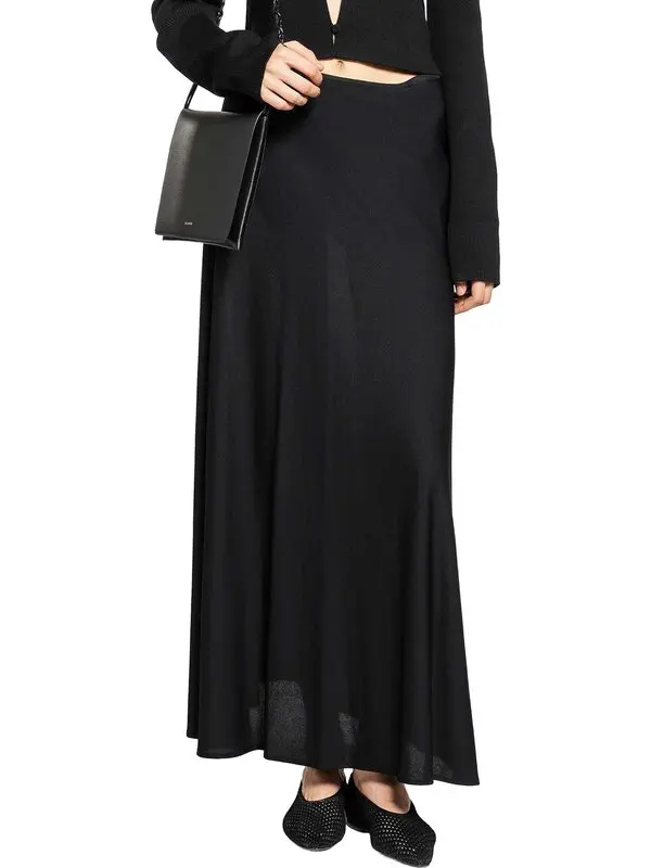 JIL SANDER Fluid Viscose Maxi Skirt - Black
