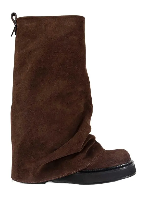 Attico Robin Suede Combat Boots - Brown