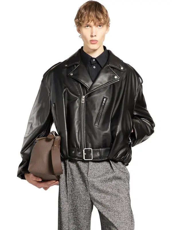 Loewe Balloon Biker Jacket In Nappa Leather - Black