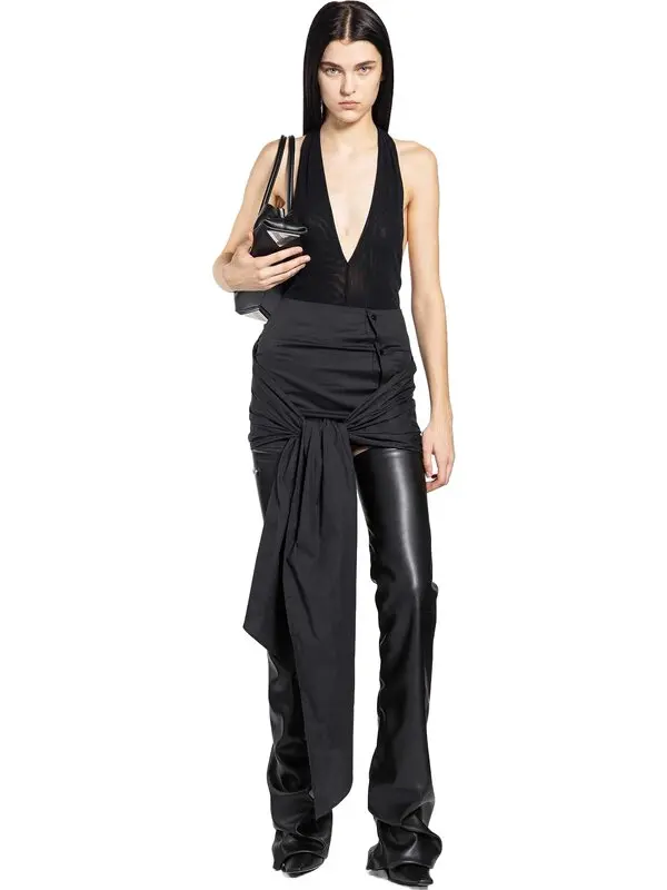 Attico Stretch Tulle Halterneck Bodysuit - Black