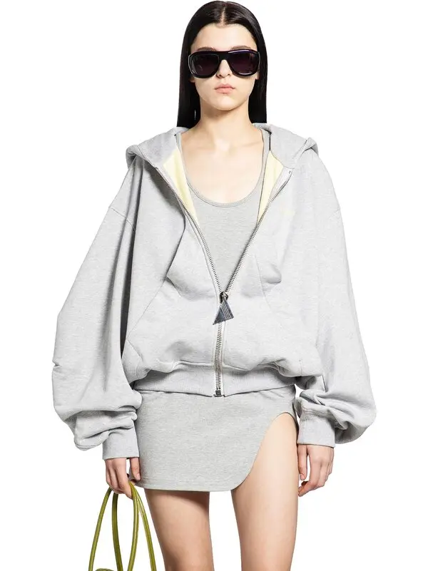 Attico Double American Fleece Zip-up Hoodie - Grey