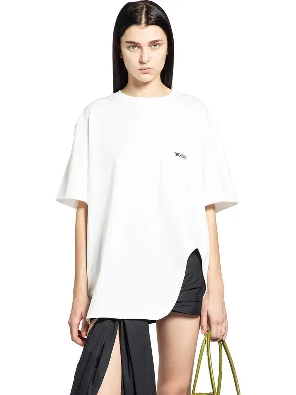 Attico Light Jersey T-shirt With Embroidered Logo - White