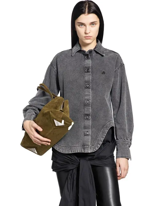 Attico Eliza Washed Denim Shirt - Black