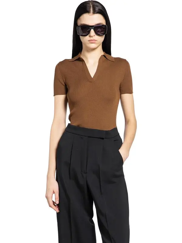 Max Mara Rib-knit Wool Polo Sweater - Brown