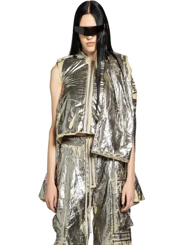 Rick Owens Convertible Cropped Nylon Jacket - Silver