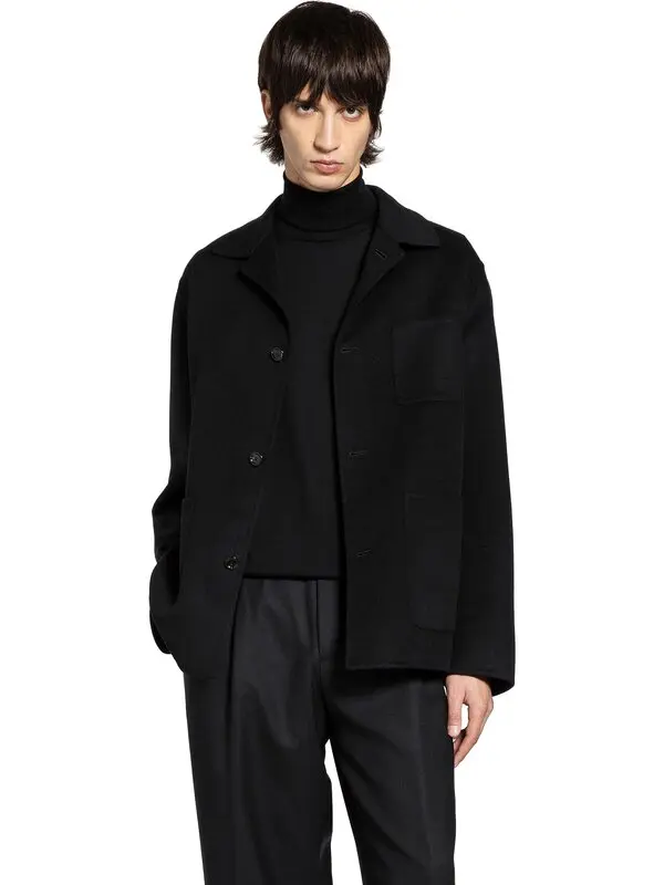 LARDINI Wool Overshirt Jacket - Black