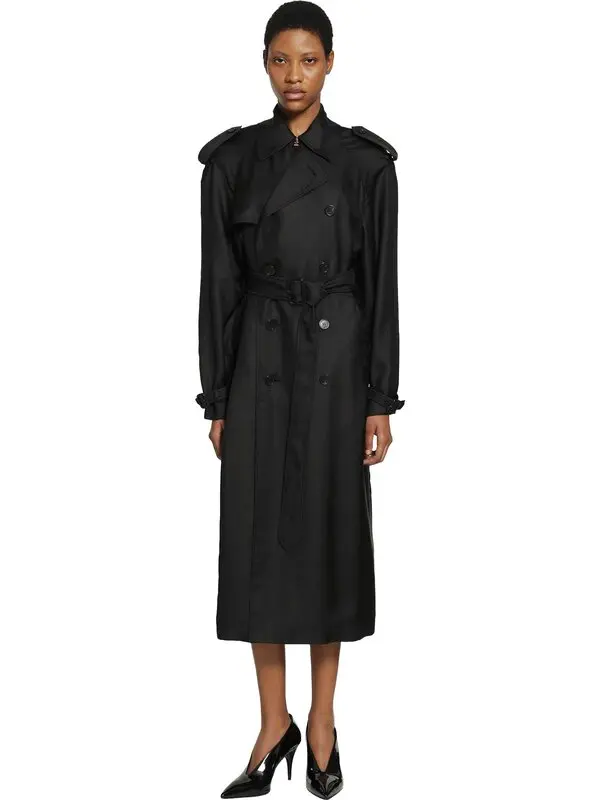 Saint Laurent Silk Trench Coat - Black
