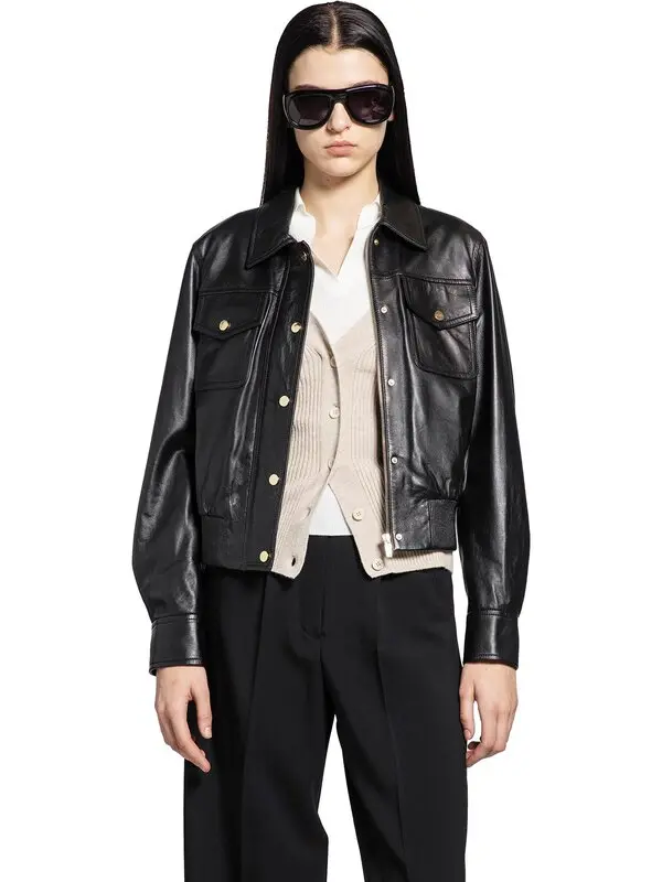 Max Mara Biada Leather Jacket - Black