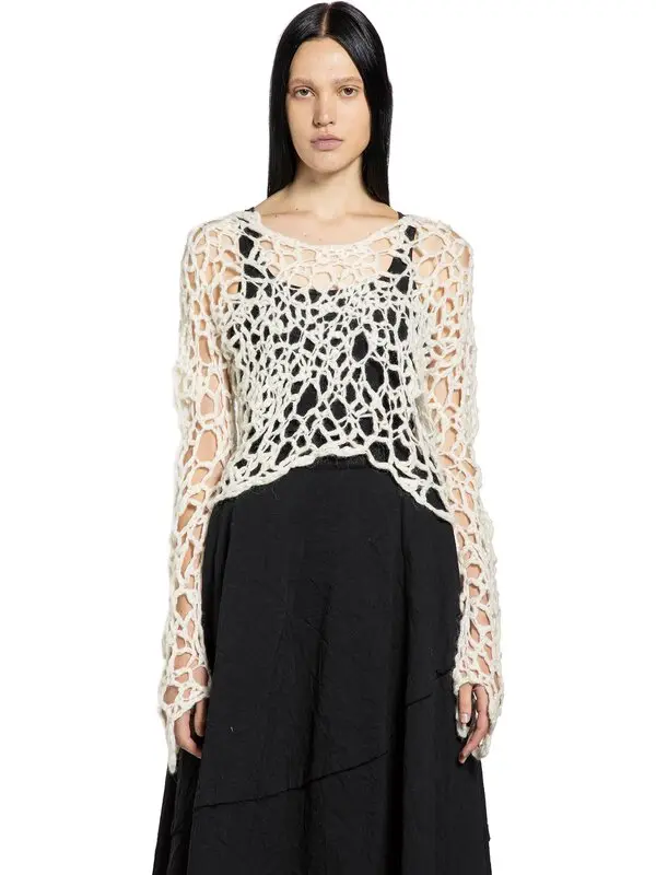 HALOS Irregular Open Knit Sweater - Off-white