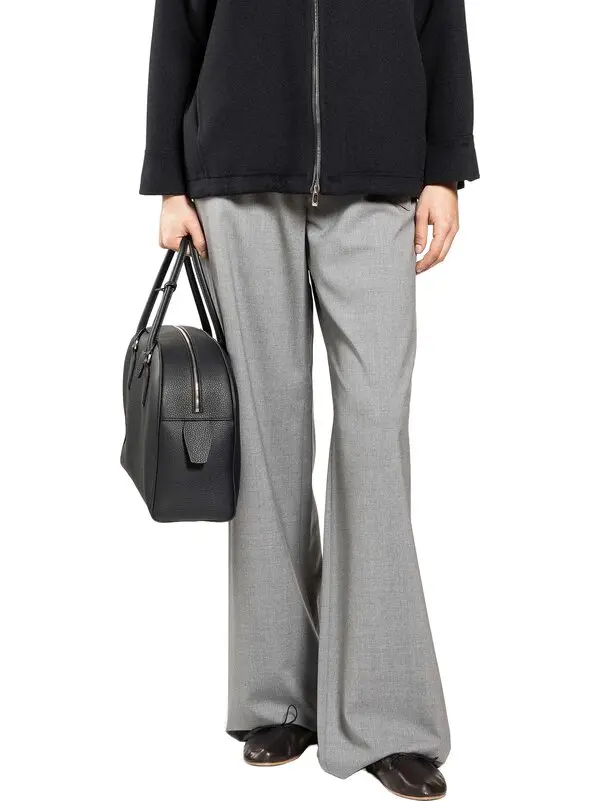 Max Mara Stretch Wool Cloth High-waisted Wide-leg Trousers - Grey